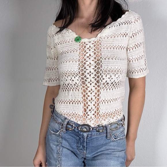 Rouje | Tops | Y2k Vintage Cream Crochet Top | Poshmark